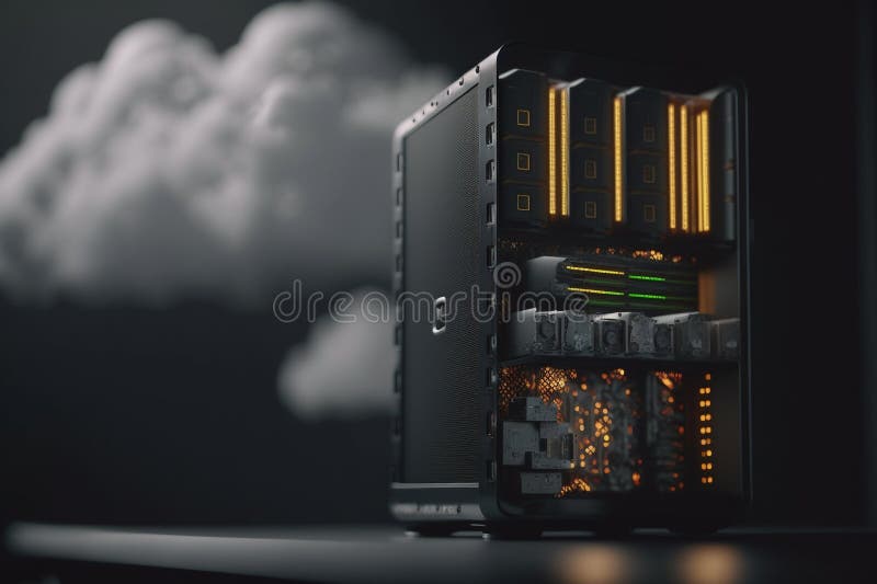 Linking Computer To Cloud with Server, Connection Online, Cloud Storage ...