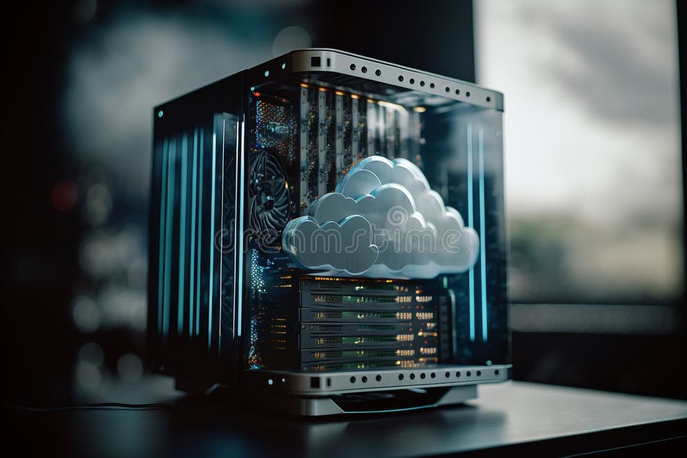 Linking Computer To Cloud with Server, Connection Online, Cloud Storage ...