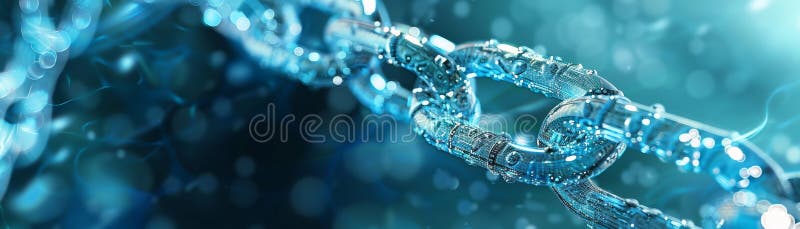 Linking Digital Chains on a Blue Background Stock Photo - Image of ...