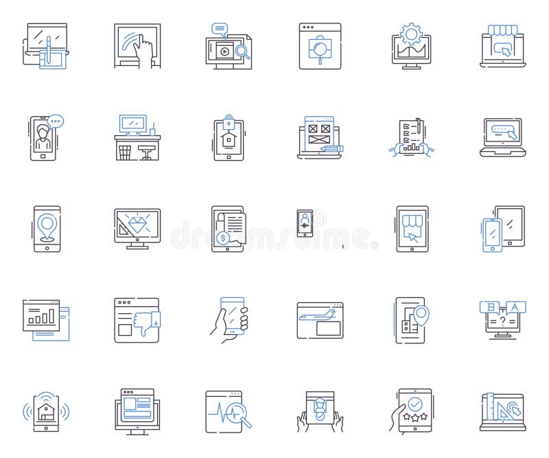 Linking Platform Line Icons Collection. Connectivity, Integration ...