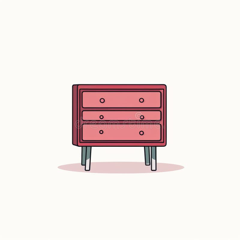Minimalistic Red Dresser Illustration on White Background Stock ...