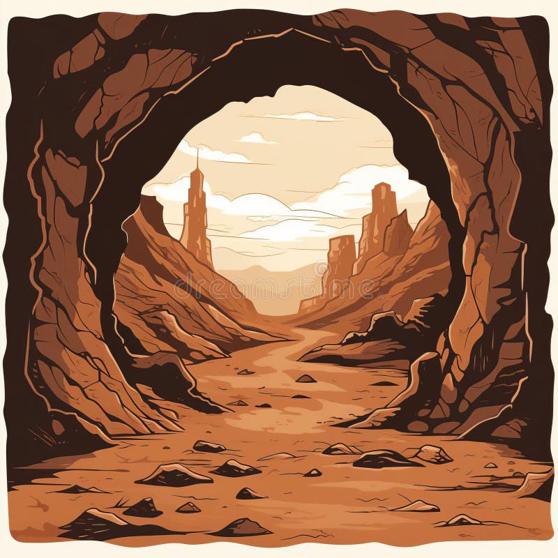 Minimalist Linocut Cave Artwork: Embracing Negative Space with Bold ...