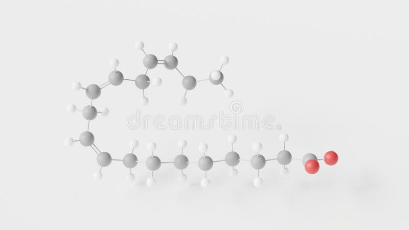 A-linolenic Acid Molecule 3d, Molecular Structure, Ball and Stick Model ...