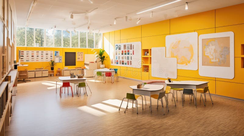 Linoleum Floor and Wall Classroom Stock Illustration - Illustration of ...