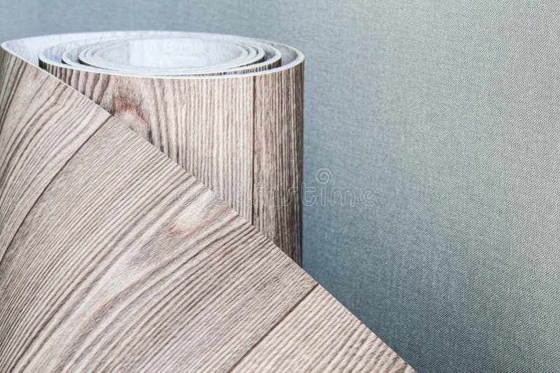 Linoleum Roll with Wood Texture, Shot from Above Stock Image - Image of ...