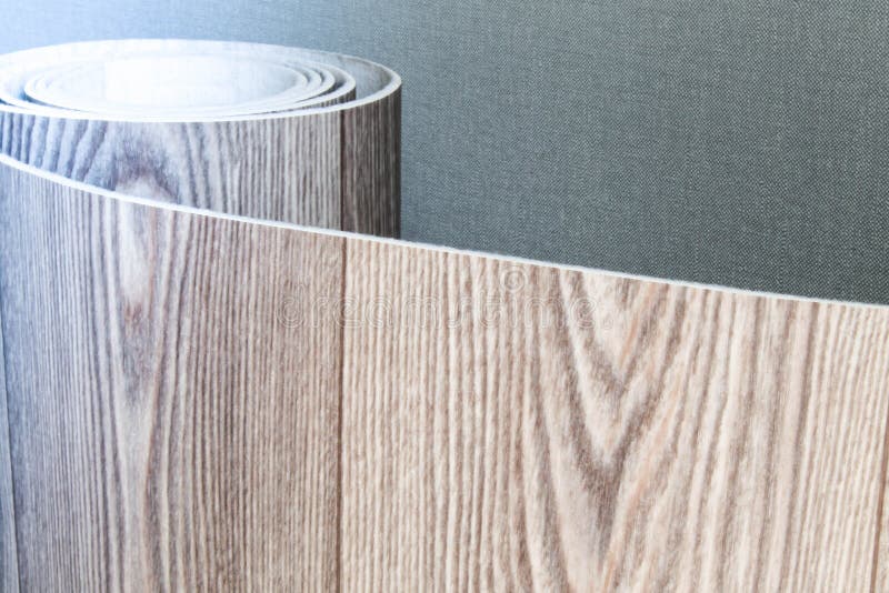 Linoleum Roll with Wood Texture, Shot from Above Stock Photo - Image of ...