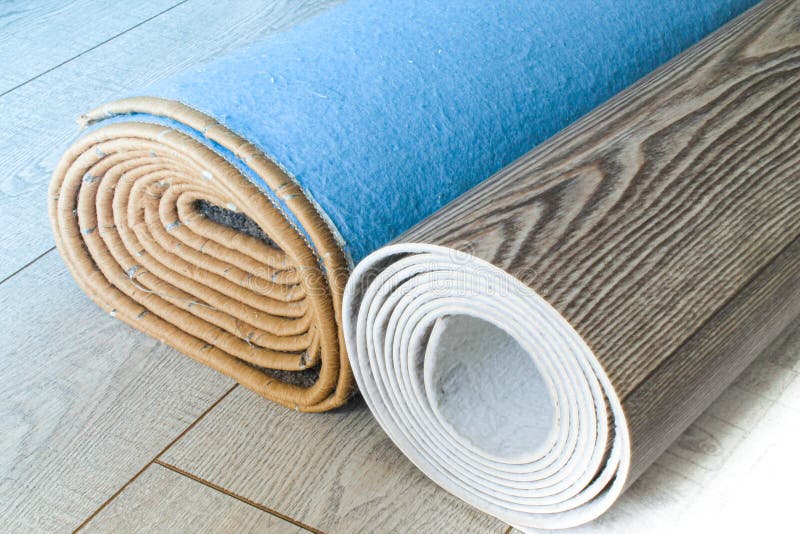 Linoleum Roll with Wood Texture, Shot from Above Stock Photo - Image of ...