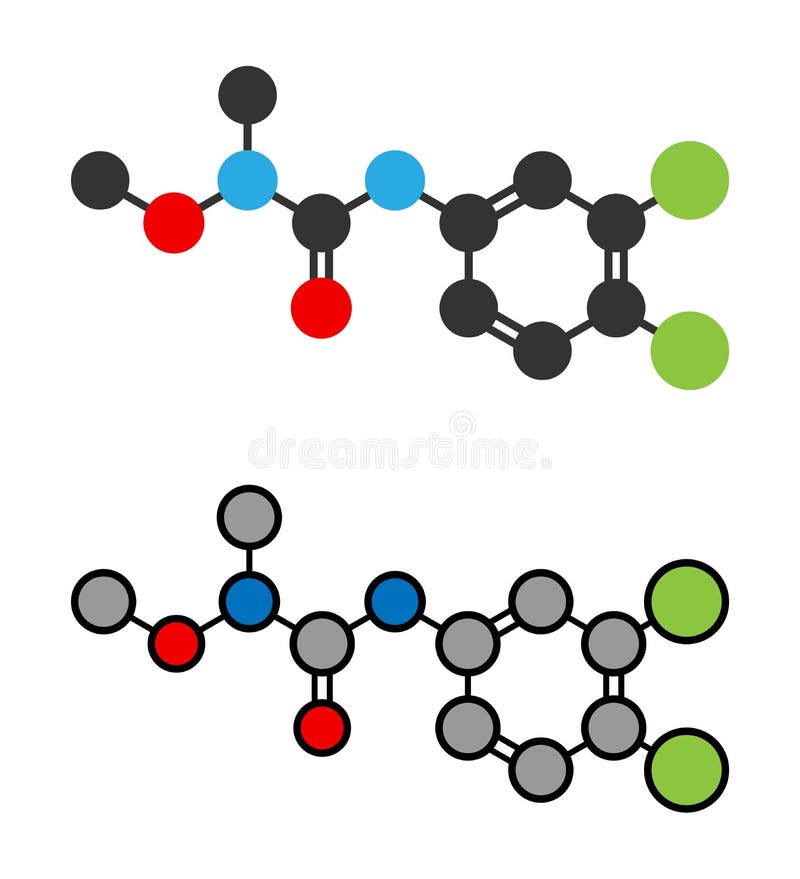 Linuron Herbicide Molecule. 3D Rendering. Atoms are Represented As ...