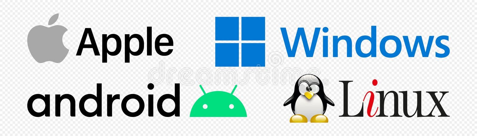 Linux, Android, Apple and Windows Logo, Vector Editorial Illustration ...