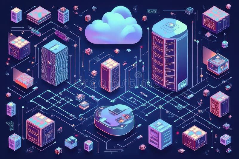Linux Hosting Illustration - Servers in Action Stock Illustration ...
