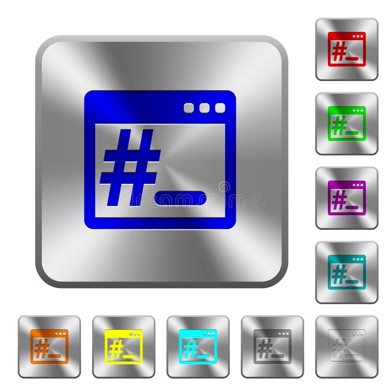 Linux Root Terminal Rounded Square Steel Buttons Stock Vector ...