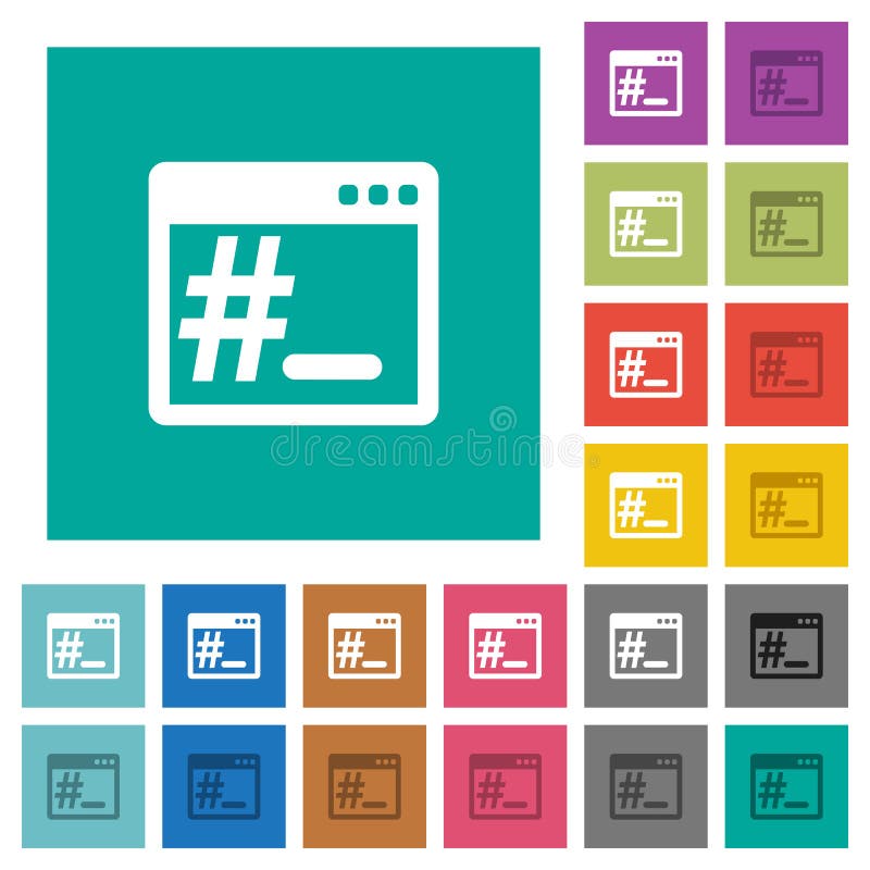 Linux Root Terminal Rounded Square Steel Buttons Stock Vector ...