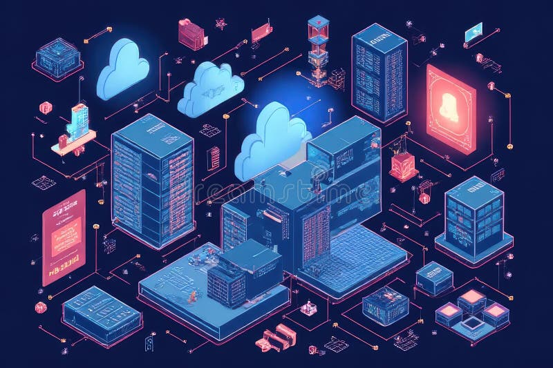 Linux Servers Showcased stock illustration. Illustration of information ...