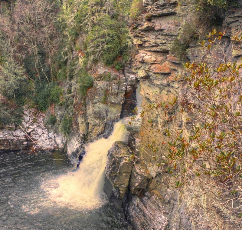 Linville River Waterfall Flowing in Spring Stock Photo - Image of ...