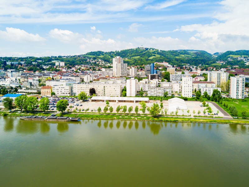 Linz, Danube River, Austria Stock Photo - Image of landscape, downtown ...