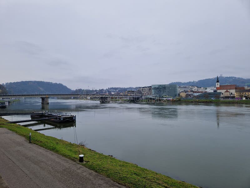 Linz, Danube river harbour stock photo. Image of culture - 354494240