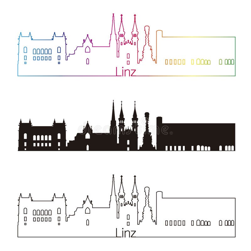 Linz Silhouette Skyline. Austria - Linz Vector City, Austrian Linear ...