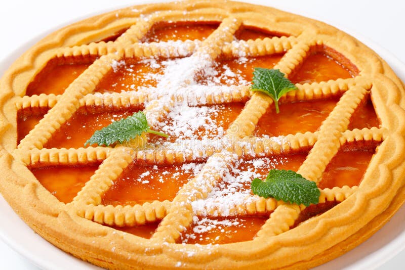 Linzer apricot tart stock image. Image of lattice, background - 56897261