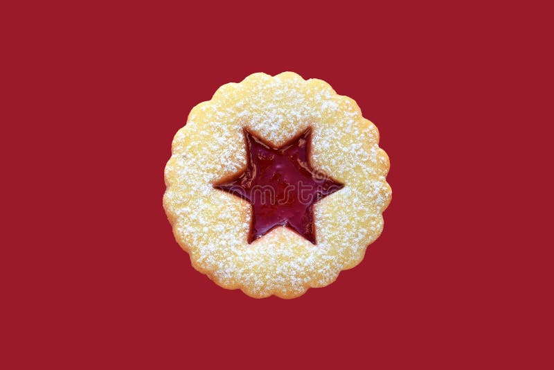 Linzer Cookie on Red Background, Isolated Stock Photo - Image of sugar ...