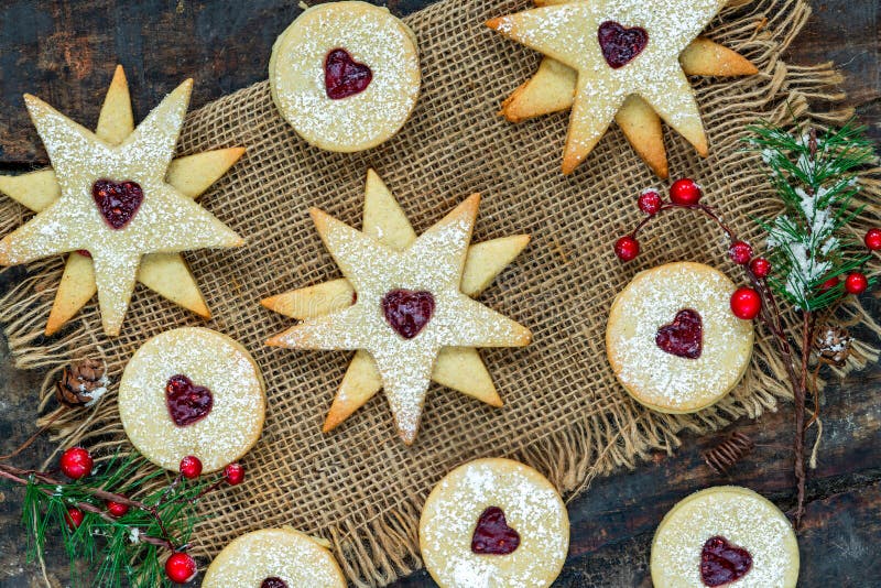 Linzer cookies stock photo. Image of shortbread, food - 297978802