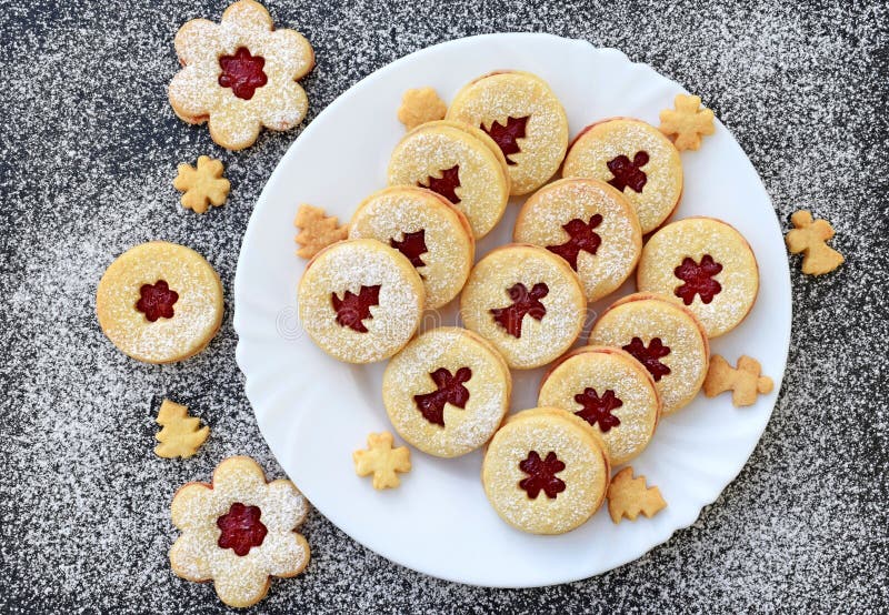 Linzer cookies stock image. Image of biscuit, concept - 333508909