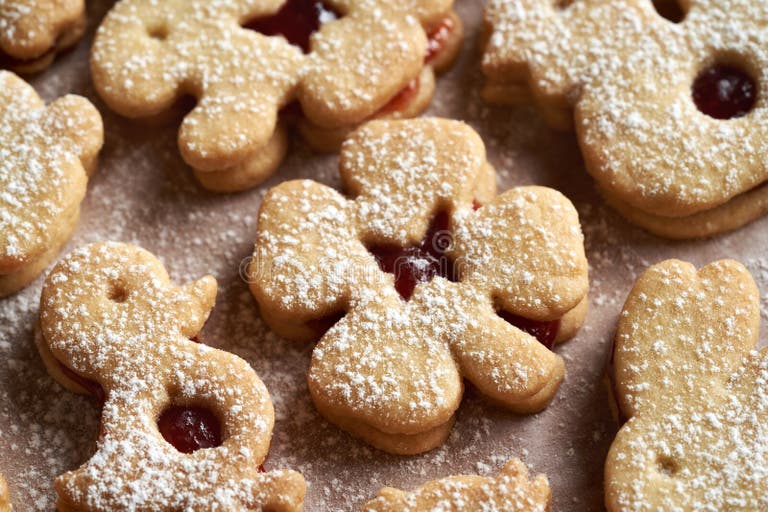 Linzer Cookies in the Shape of Four Leaf Clover and Easter Animals ...