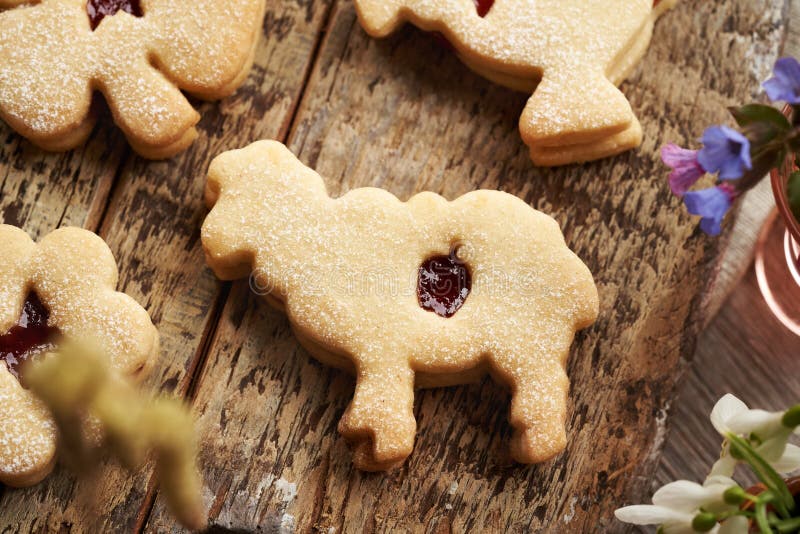 Linzer Easter Cookie in the Shape of a Sheep Flled with Strawberry ...