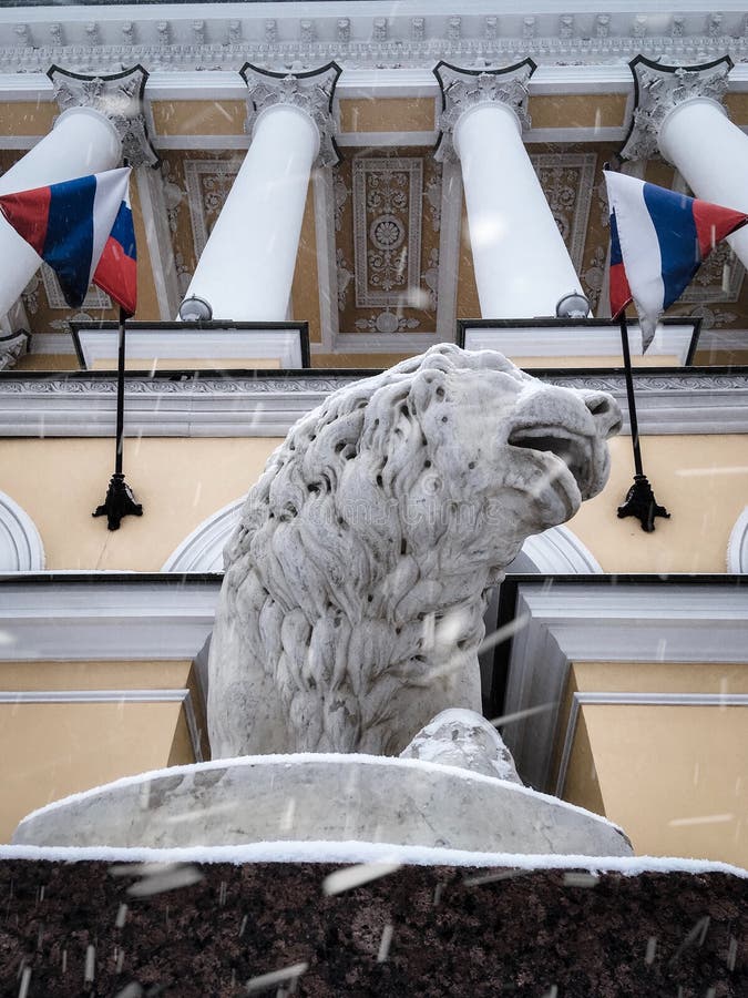 Lion stock image. Image of winter, palace, snow, lion - 137361373