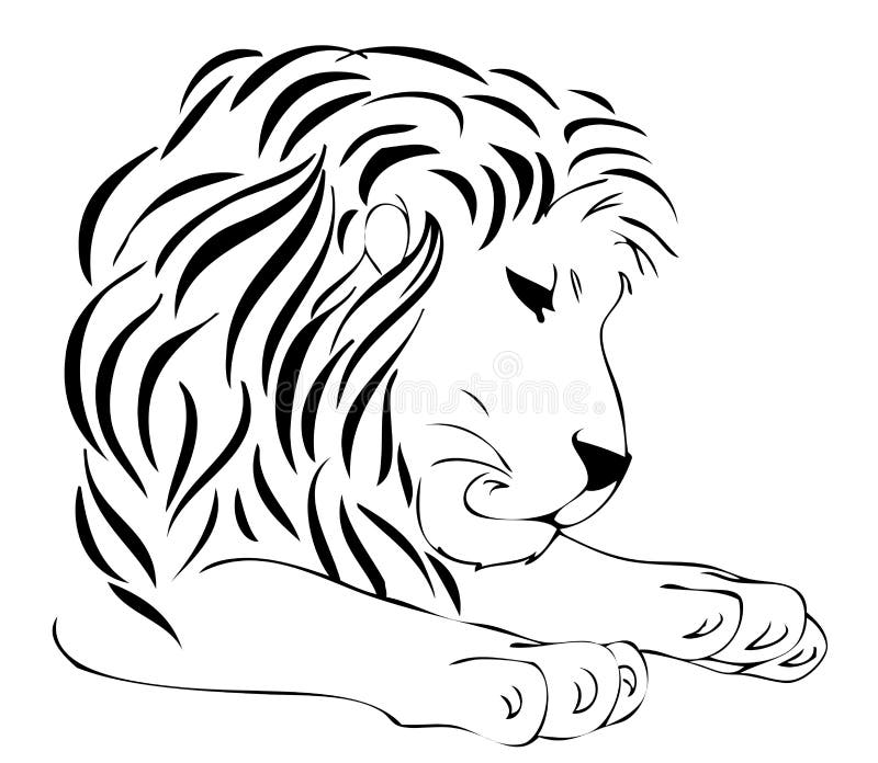 Lion with Mane Standing. Continuous One Line Drawing Stock Vector ...