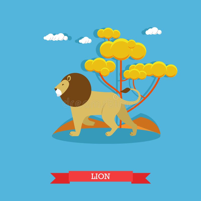 Lion. Animal Concept Vector Poster Stock Vector - Illustration of ...