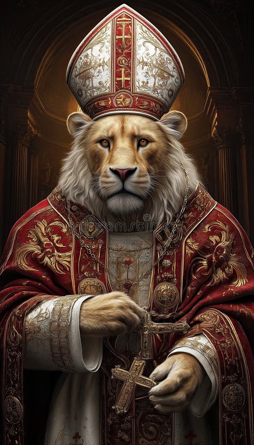 A Lion As a Pope Illustration Stock Illustration - Illustration of ...