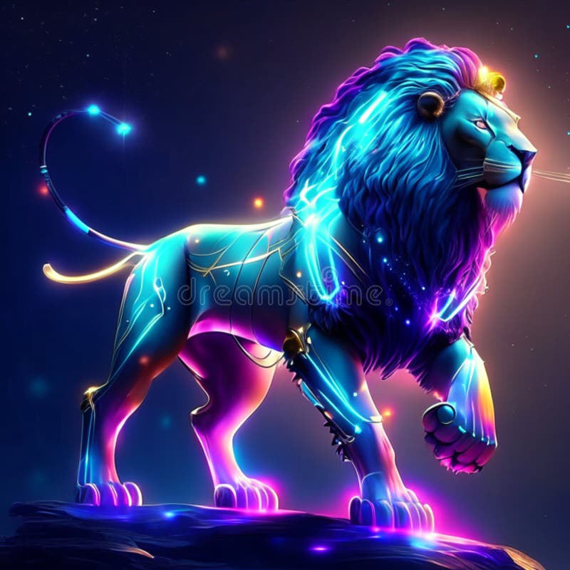 Lion Head in the Starry Sky. Vector Illustration for Your Design ...