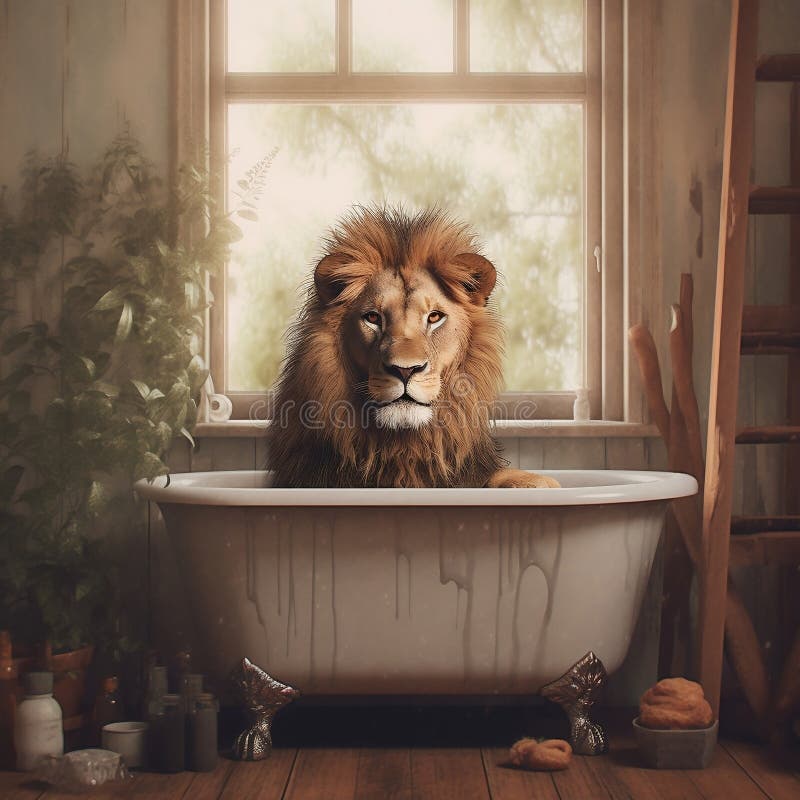 Lion Bathing Stock Illustrations – 60 Lion Bathing Stock Illustrations ...