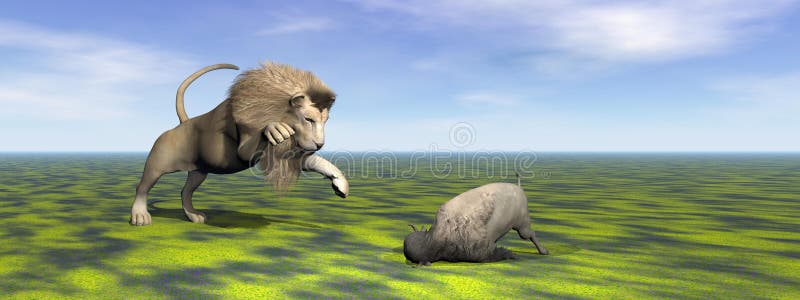 Lion and bison stock illustration. Illustration of mammal - 31113141