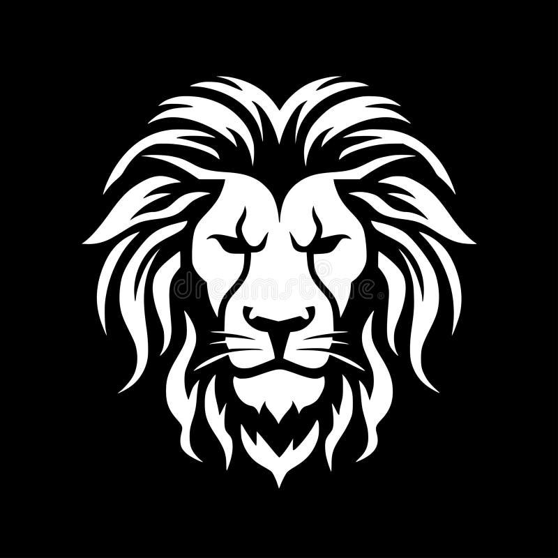 Lion - Black and White Vector Illustration Stock Vector - Illustration ...