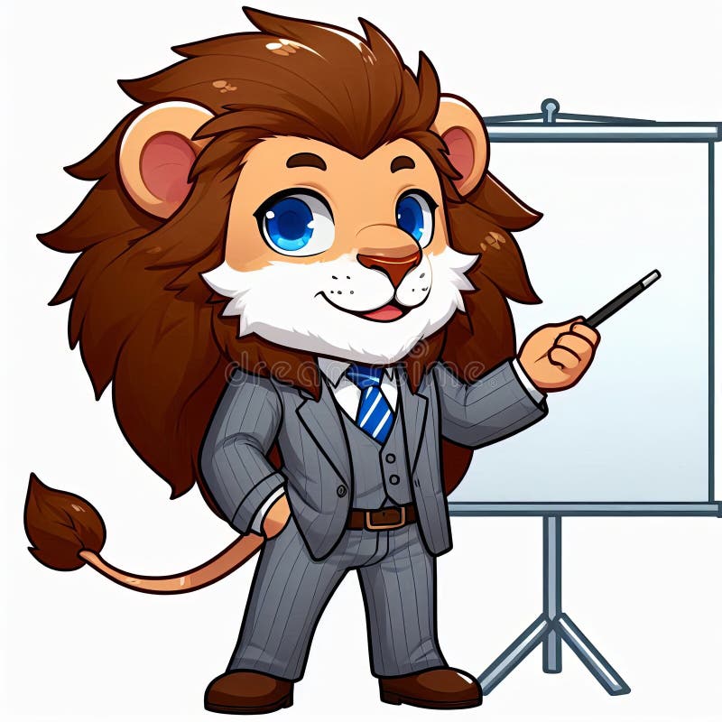 Lion Business Coach Explaining Strategy Stock Illustration ...