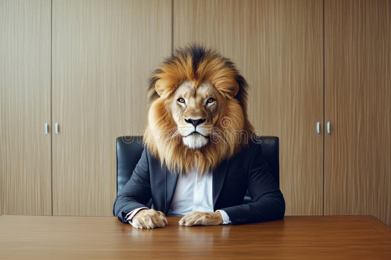 Lion in Business Suit Portrays Leadership and Authority in Modern ...