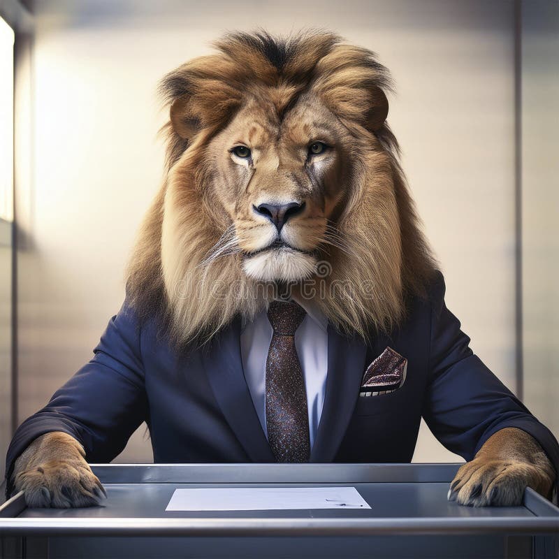 Lion in Business Suit in Voting Booth Stock Illustration - Illustration ...