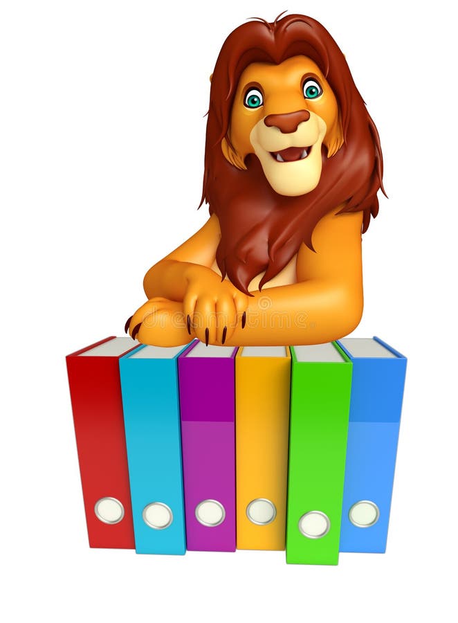 Lion Cartoon Character with Files Stock Illustration - Illustration of ... Lion Cartoon Character with Files Stock Illustration - Illustration of ...