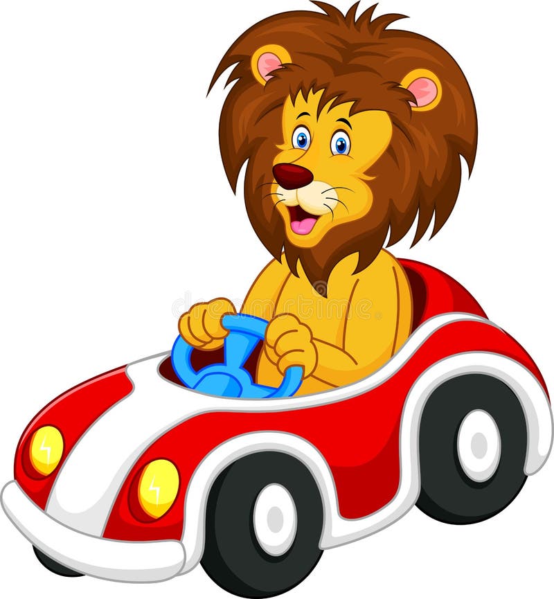 Lion Cartoon Driving Car Stock Vector - Image: 40962285