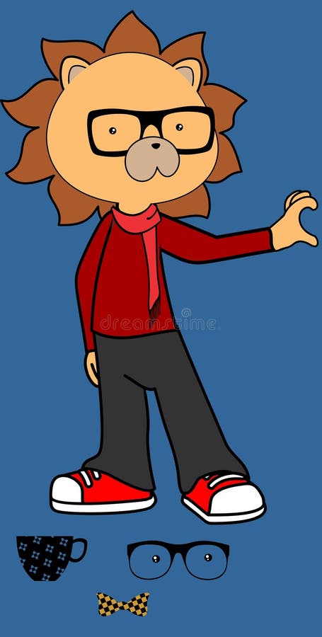 Love Lion Cartoon Hipster Character Standing Pack Collection in Vector ...