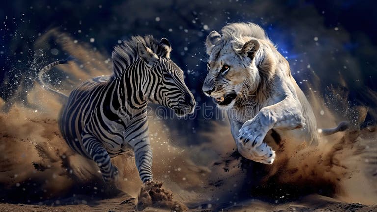 A Wolf and a Goat are Running through the Woods Stock Illustration ...