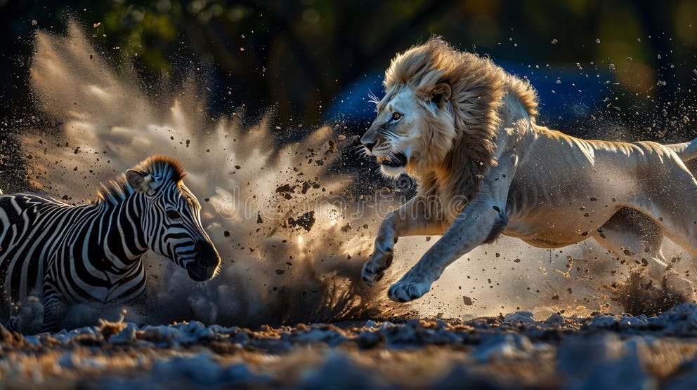 A Wolf and a Goat are Running through the Woods Stock Illustration ...