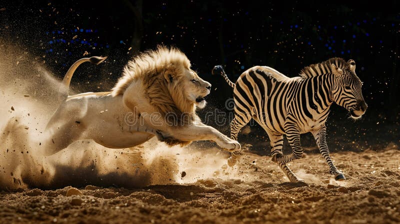 A Wolf and a Goat are Running through the Woods Stock Illustration ...