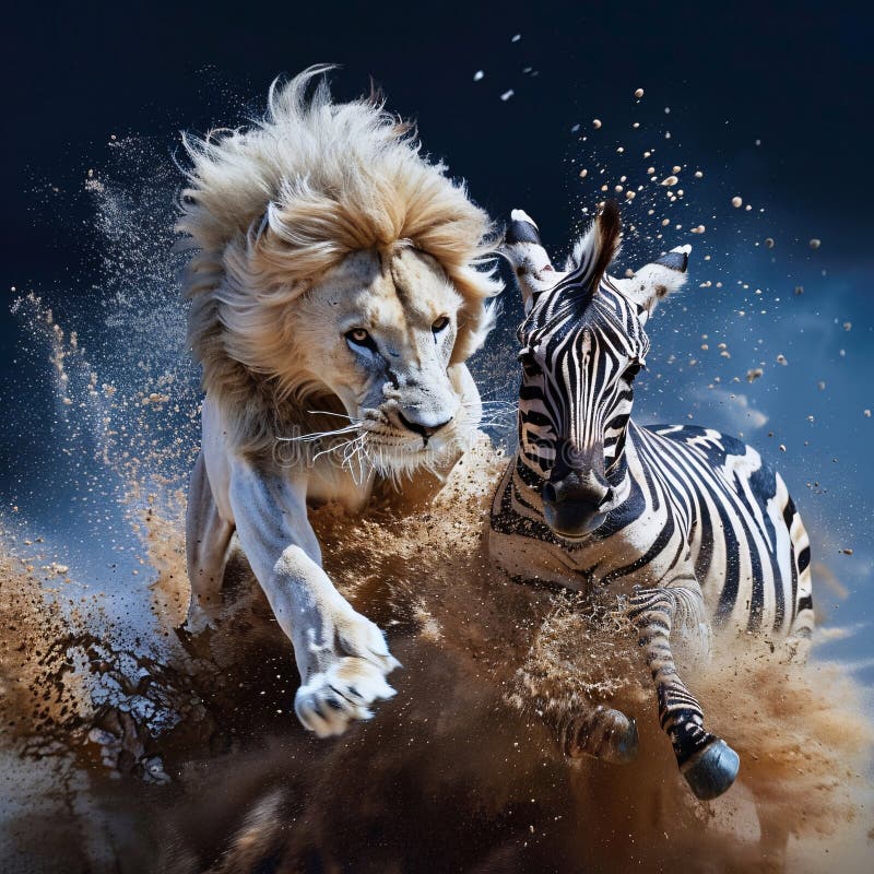 A Wolf and a Goat are Running through the Woods Stock Illustration ...