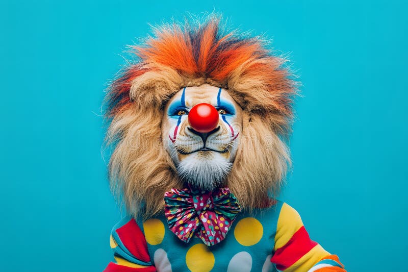 Lion in Clown Costume: a Colorful, Fun Image Stock Illustration ...
