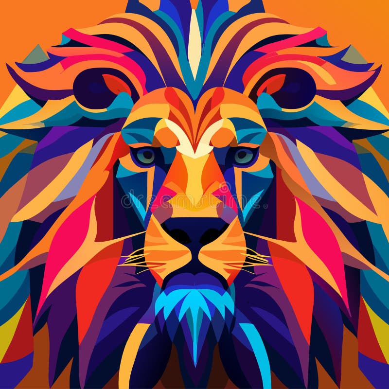 Lion Colorful Head Logo Template Design Vector Icon Stock Vector ...