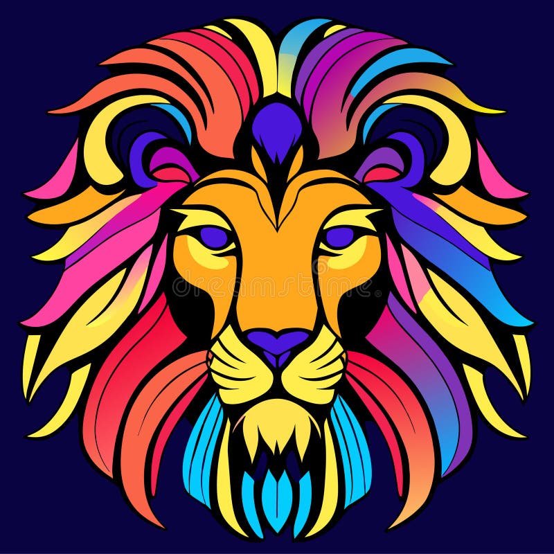 Lion Colorful Head Logo Template Design Vector Icon Stock Vector ...