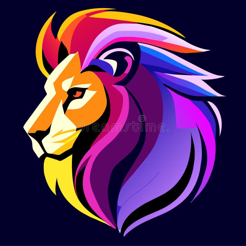 Lion Colorful Head Logo Template Design Vector Icon Stock Vector ...