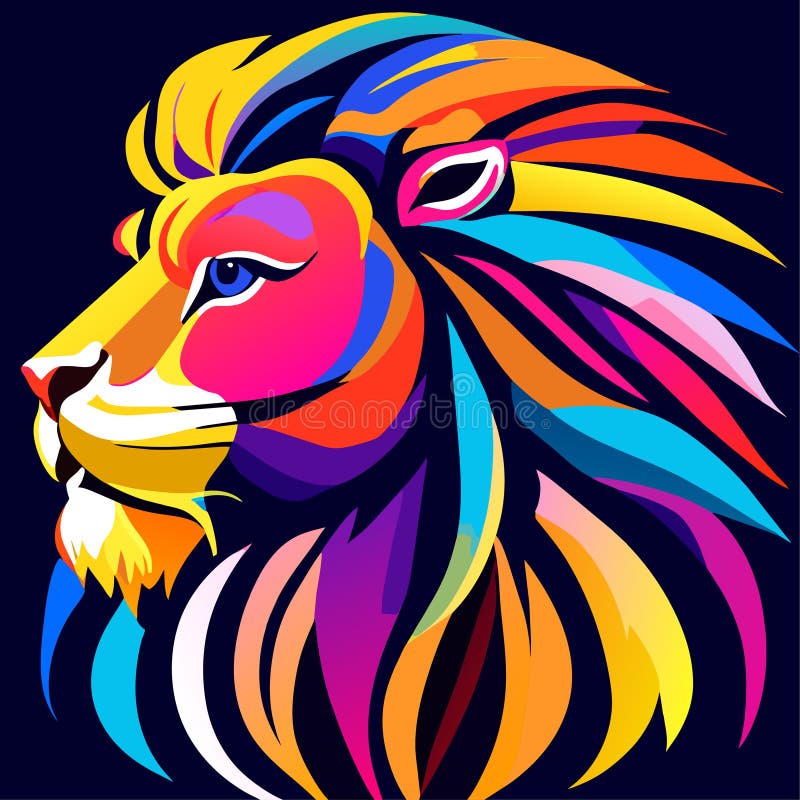 Lion Colorful Head Logo Template Design Vector Icon Stock Vector ...